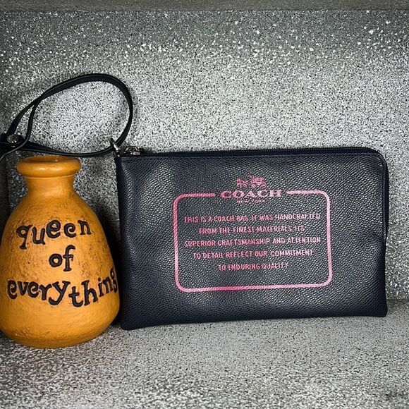 Coach | Bags | Coachstorypatchbadgeblackleatherzippouch | Poshmark